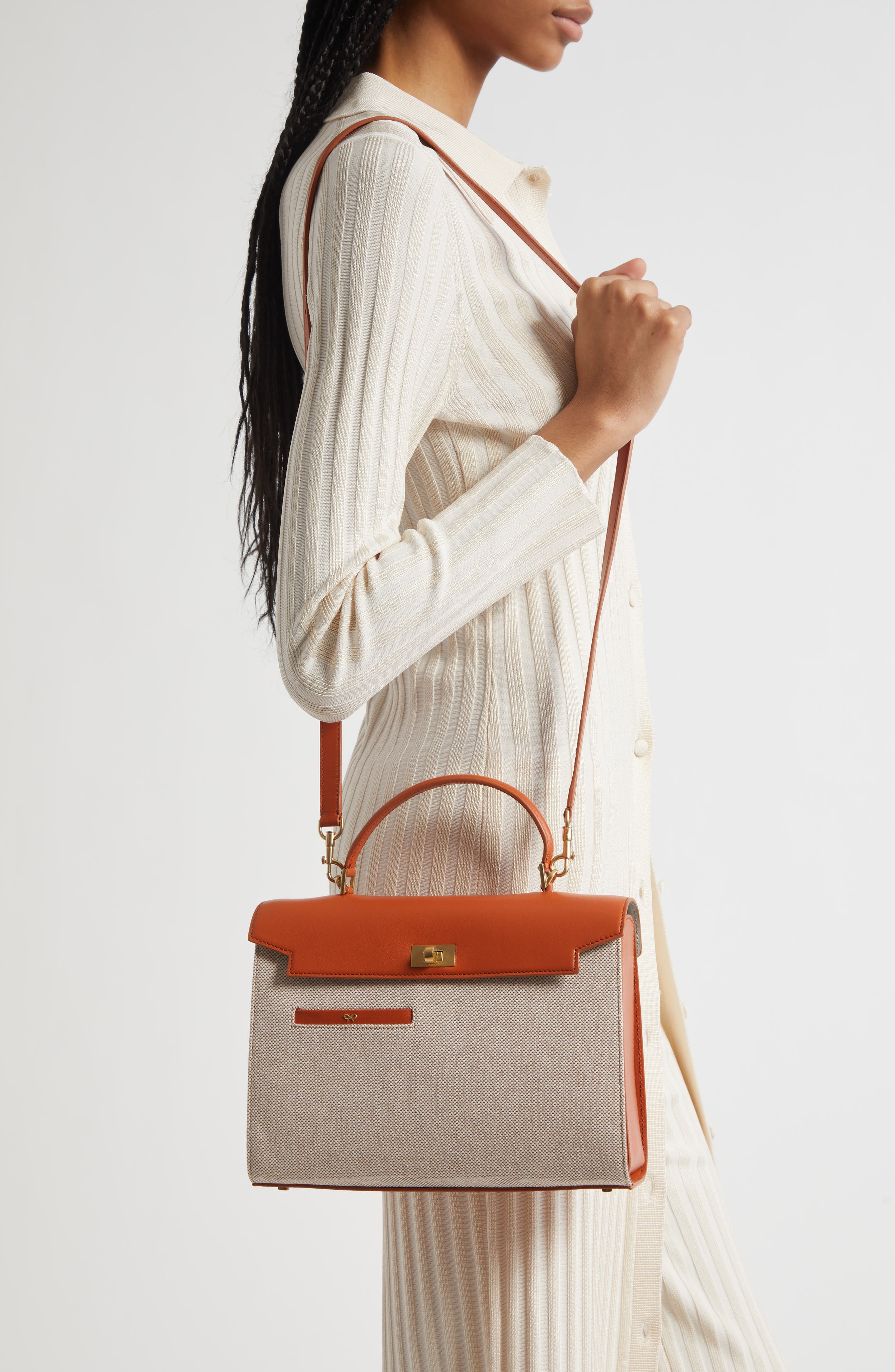 Anya Hindmarch Mortimer Canvas & Leather Top Handle Bag | Nordstromrack