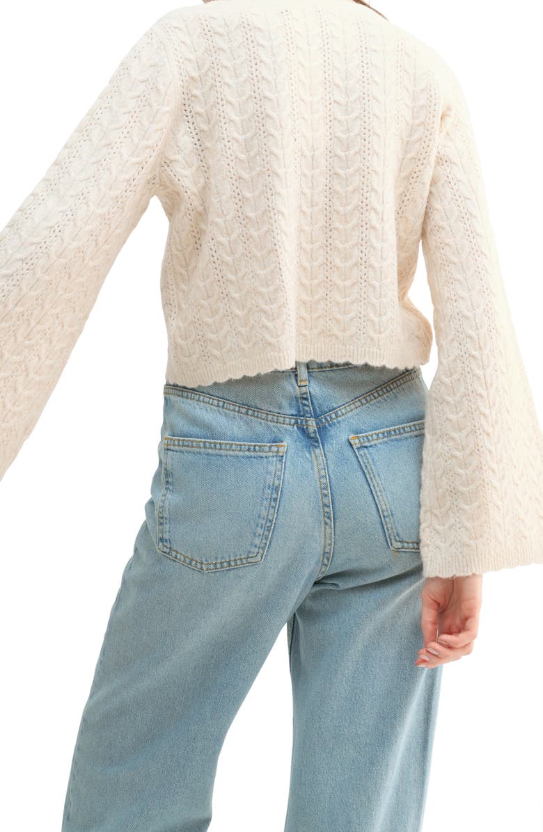 All in Favor Scallop Cable Knit Crop Cardigan | Nordstromrack