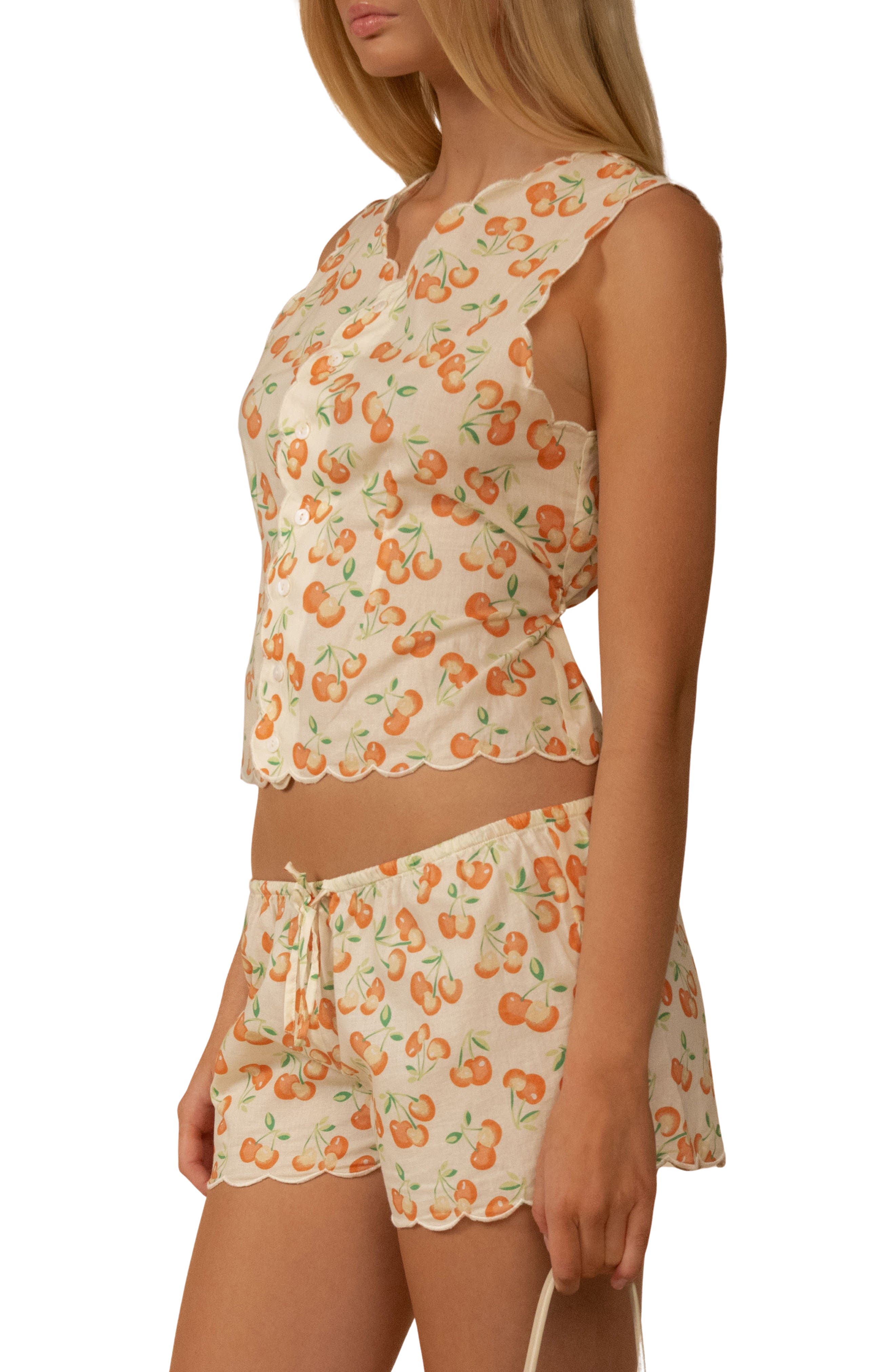 Cherry Sherbet Scalloped Crop Cotton Cover-Up Vest (Women) | Nordstrom