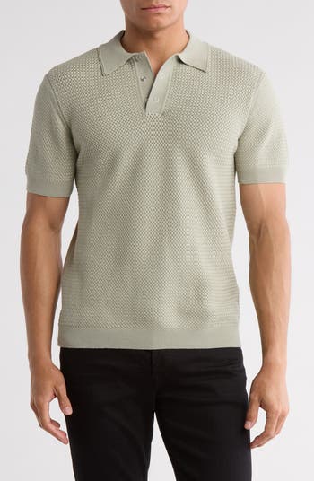 DENIM AND FLOWER Textured Snap Button Polo | Nordstromrack