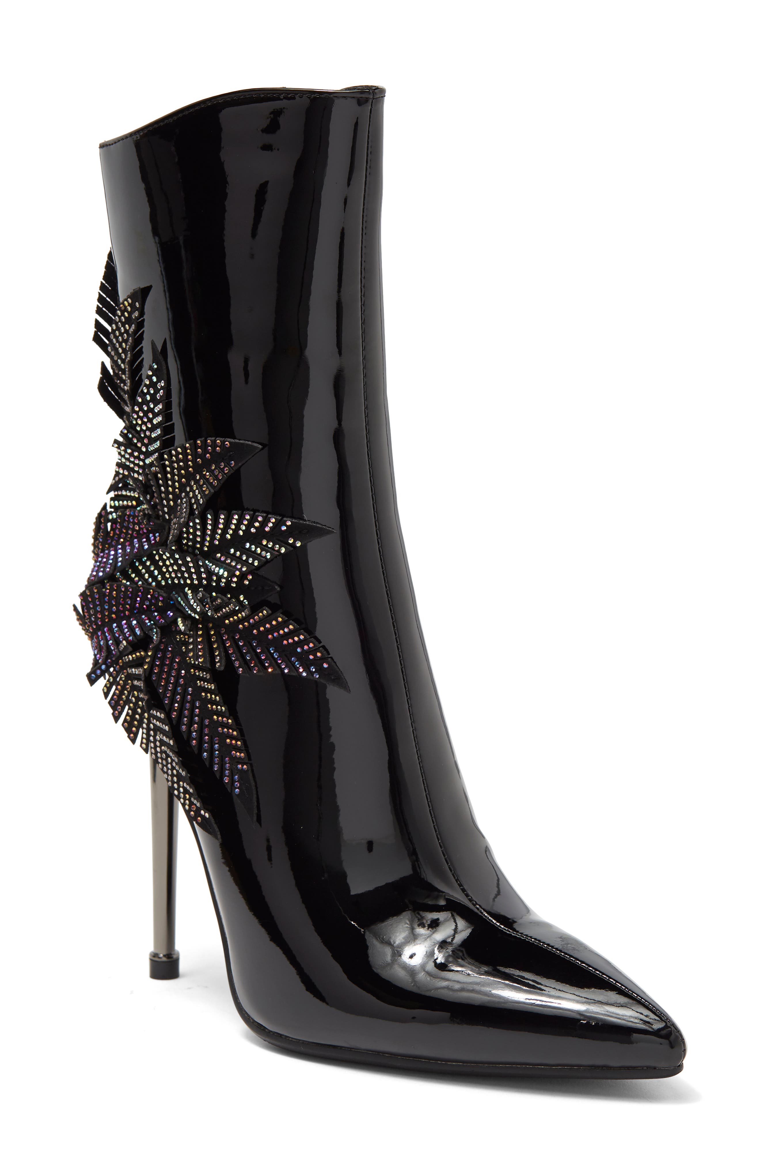 AZALEA WANG Helix Rhinestone Embellished Leaf Stiletto Bootie (Women ...
