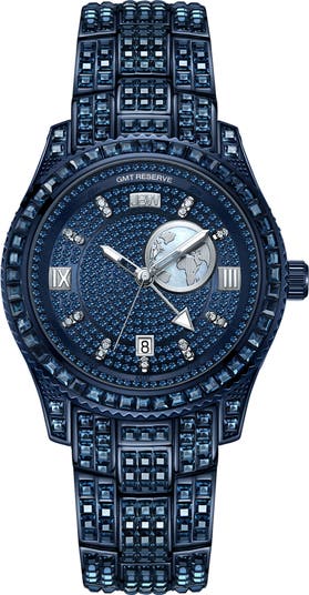 JBW Reserve Jet Setter GMT Diamond & Crystal Bracelet Watch, 39mm ...