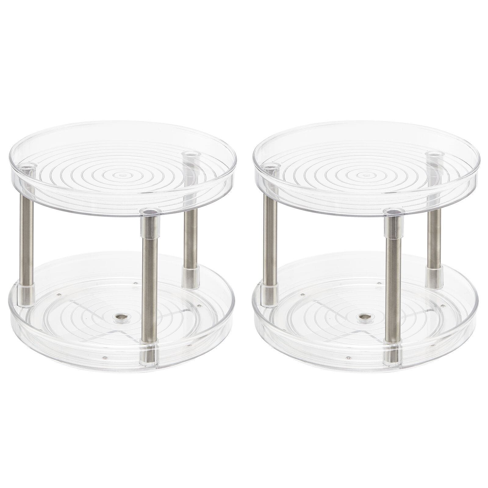 mDesign Spinning 2-Tier Lazy Susan Turntable Storage Tower - 2 Pack ...
