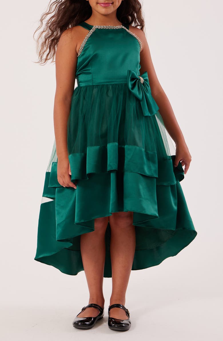 Iris & Ivy Kids' Rhinestone Trim Satin & Mesh High-Low Party Dress ...