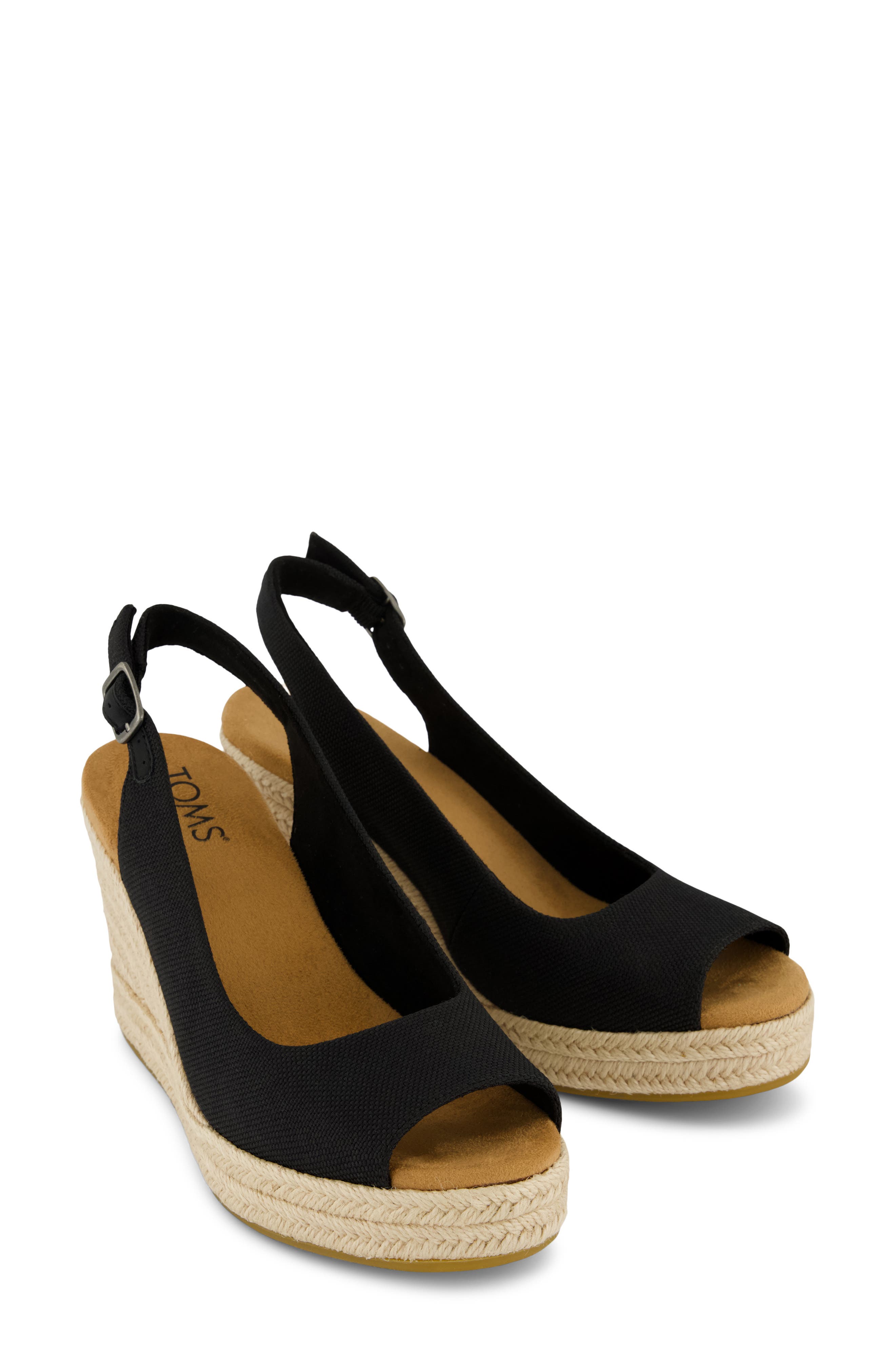 TOMS Camilla Slingback Espadrille Peep Toe Platform Wedge Sandal (Women ...
