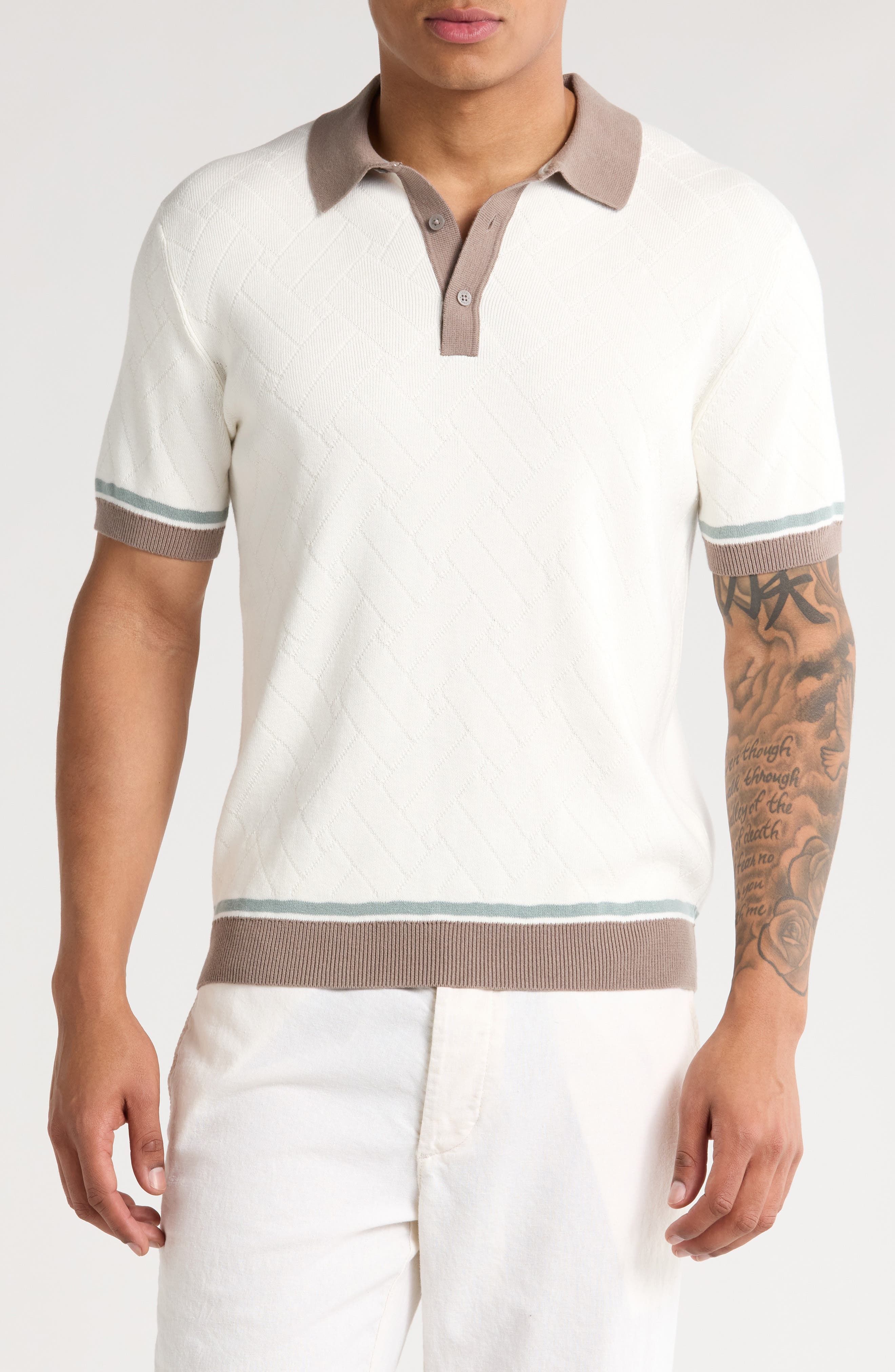 DENIM AND FLOWER Cotton & Modal Polo Sweater | Nordstrom