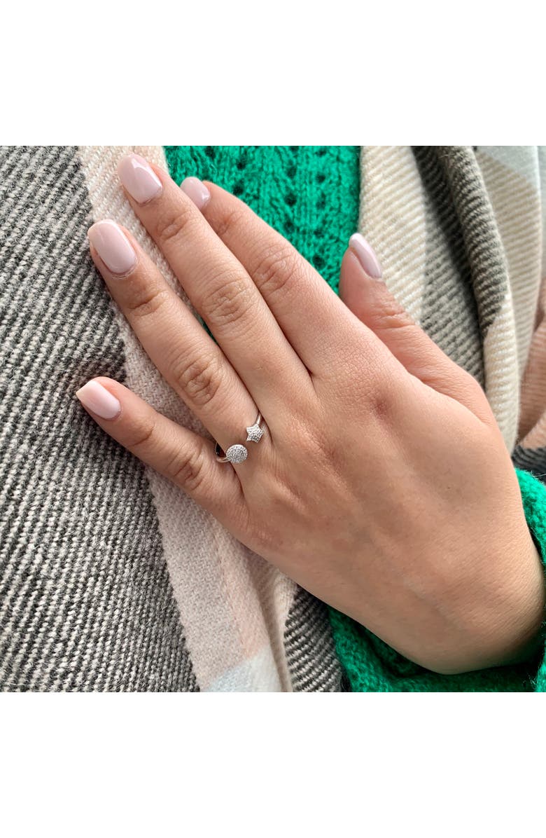 LuvMyJewelry Full Moon Star Sterling Silver Diamond Open Ring | Nordstrom