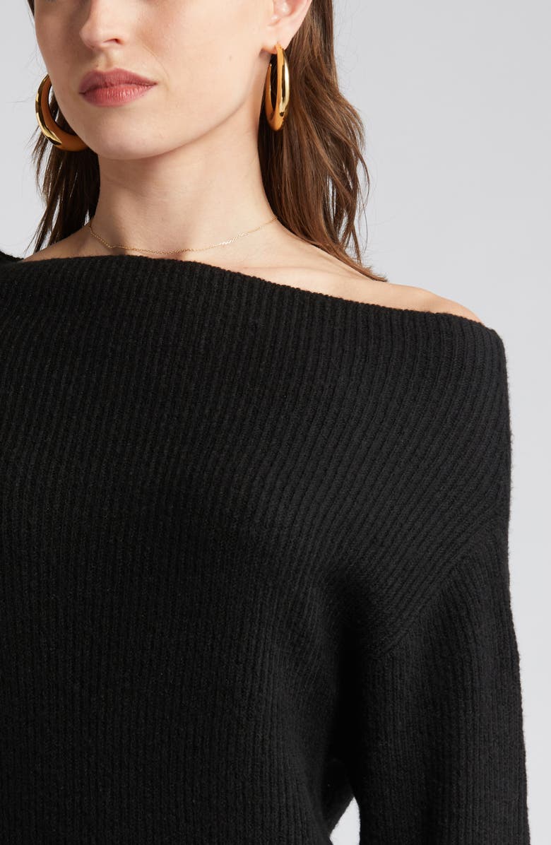 Treasure & Bond One-Shoulder Long Sleeve Rib Sweater Dress | Nordstromrack