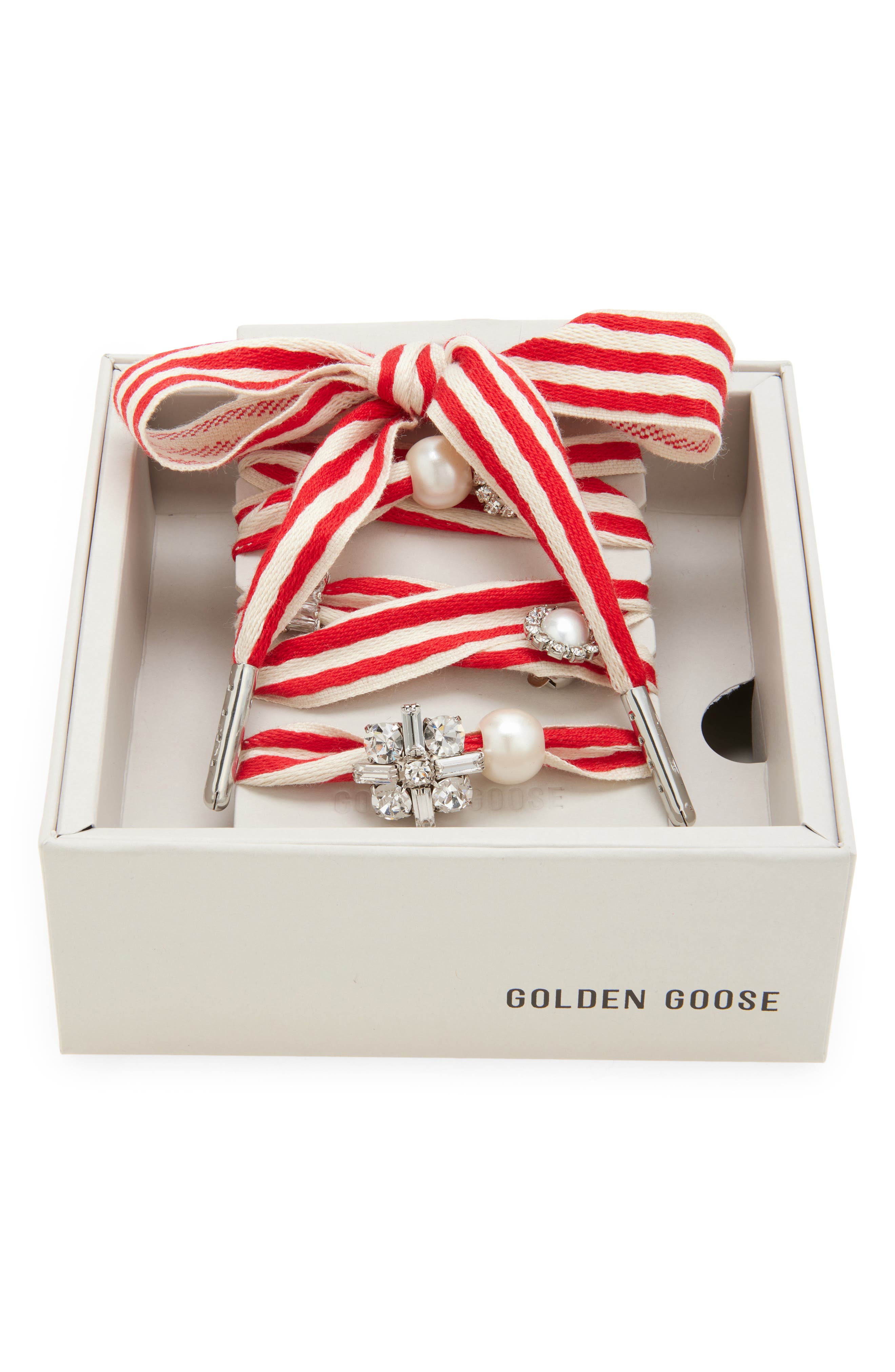 Golden Goose Skins Stripe Crystal & Faux Pearl Charm Shoelaces | Nordstrom