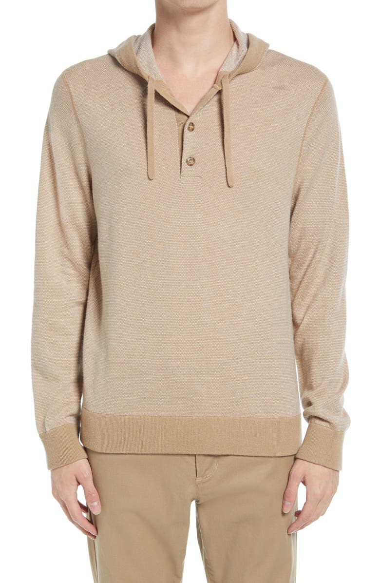 Vince Bird's Eye Wool & Cashmere Henley Hoodie | Nordstromrack