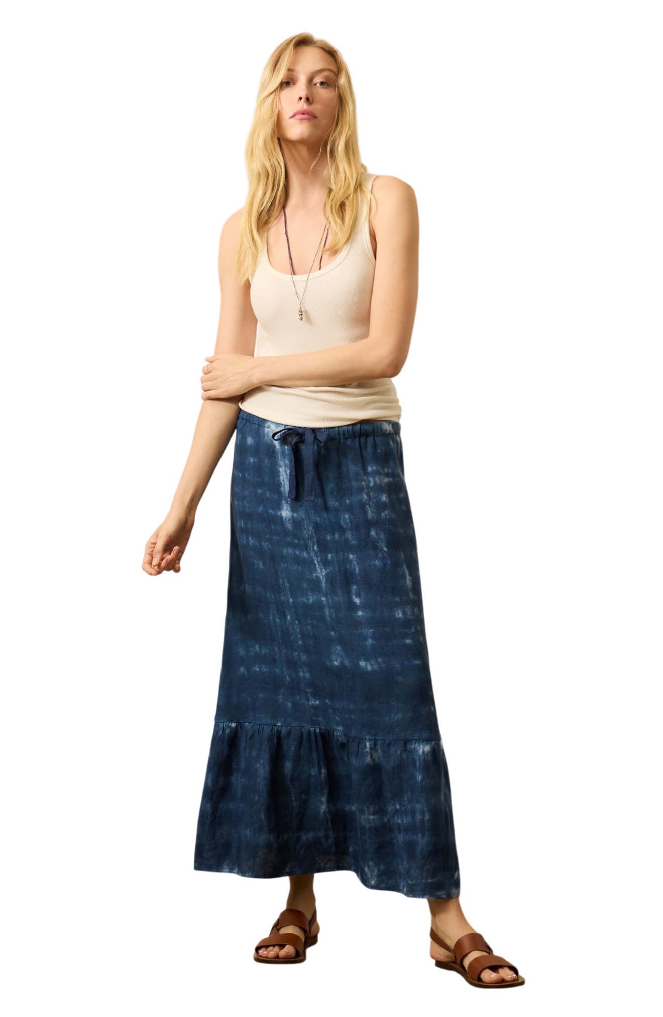 Faherty Sunbeam Linen Drawtring Midi Skirt | Nordstromrack