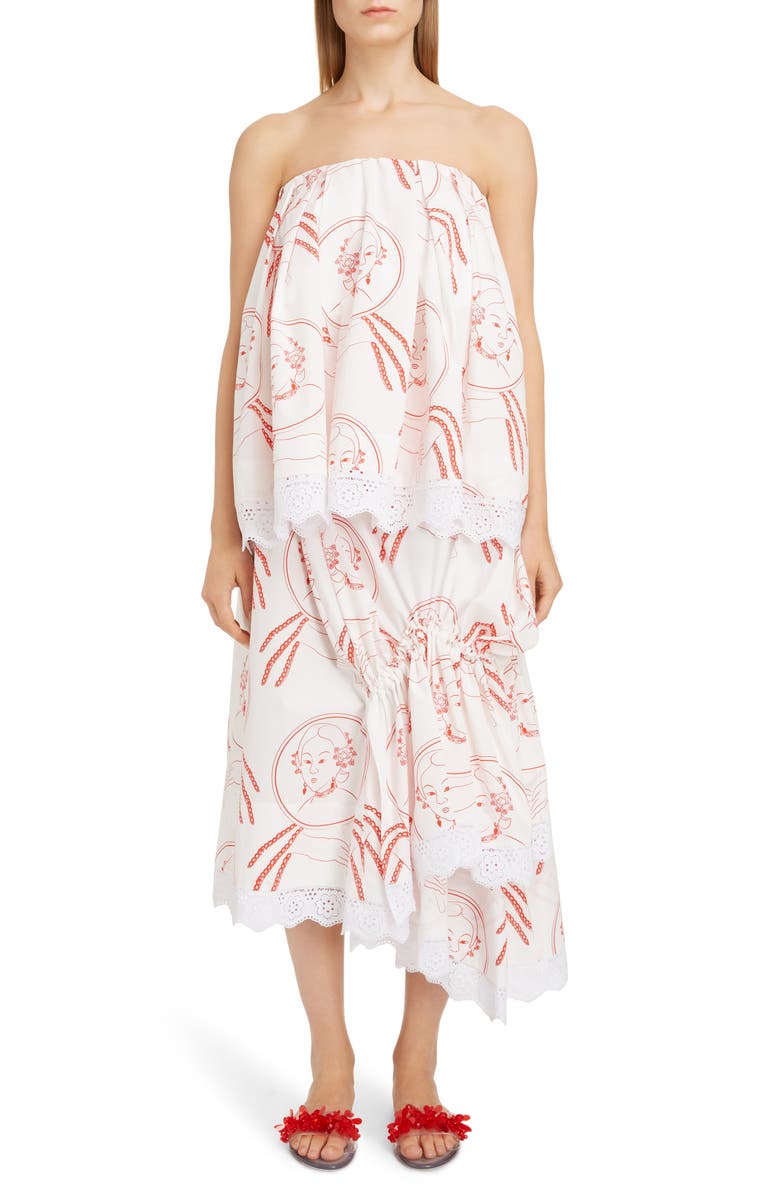 Simone Rocha Print Convertible Sleeveless Top with Broderie Anglaise ...