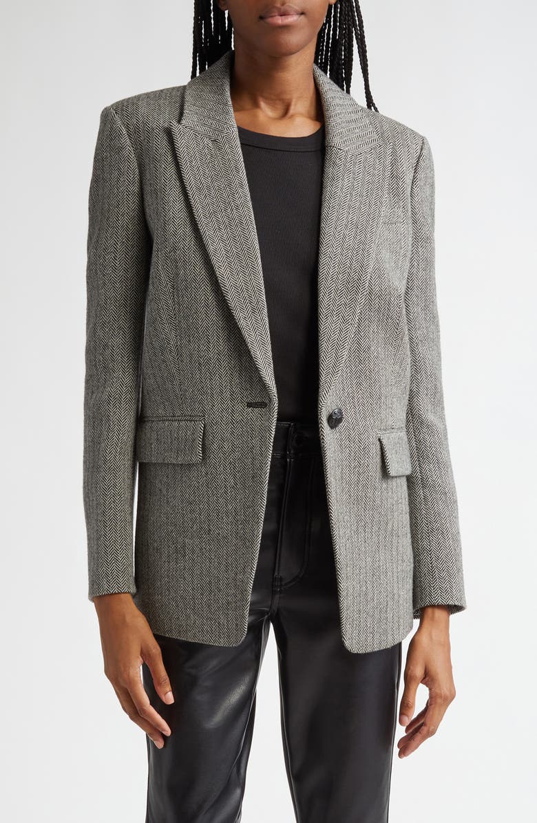Veronica Beard Vega Herringbone Tweed Virgin Wool Dickey Jacket ...