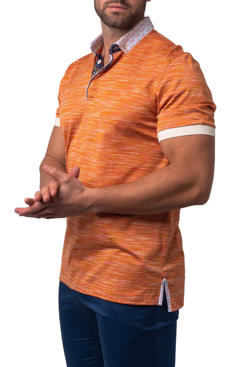 Maceoo Mozartvivid Orange Button-Down Space Dye Polo | Nordstromrack