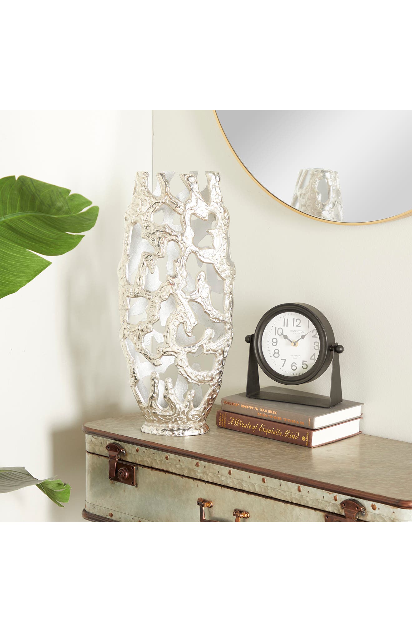WILLOW ROW Silver Aluminum Vase with Cut Out Designs | Nordstromrack