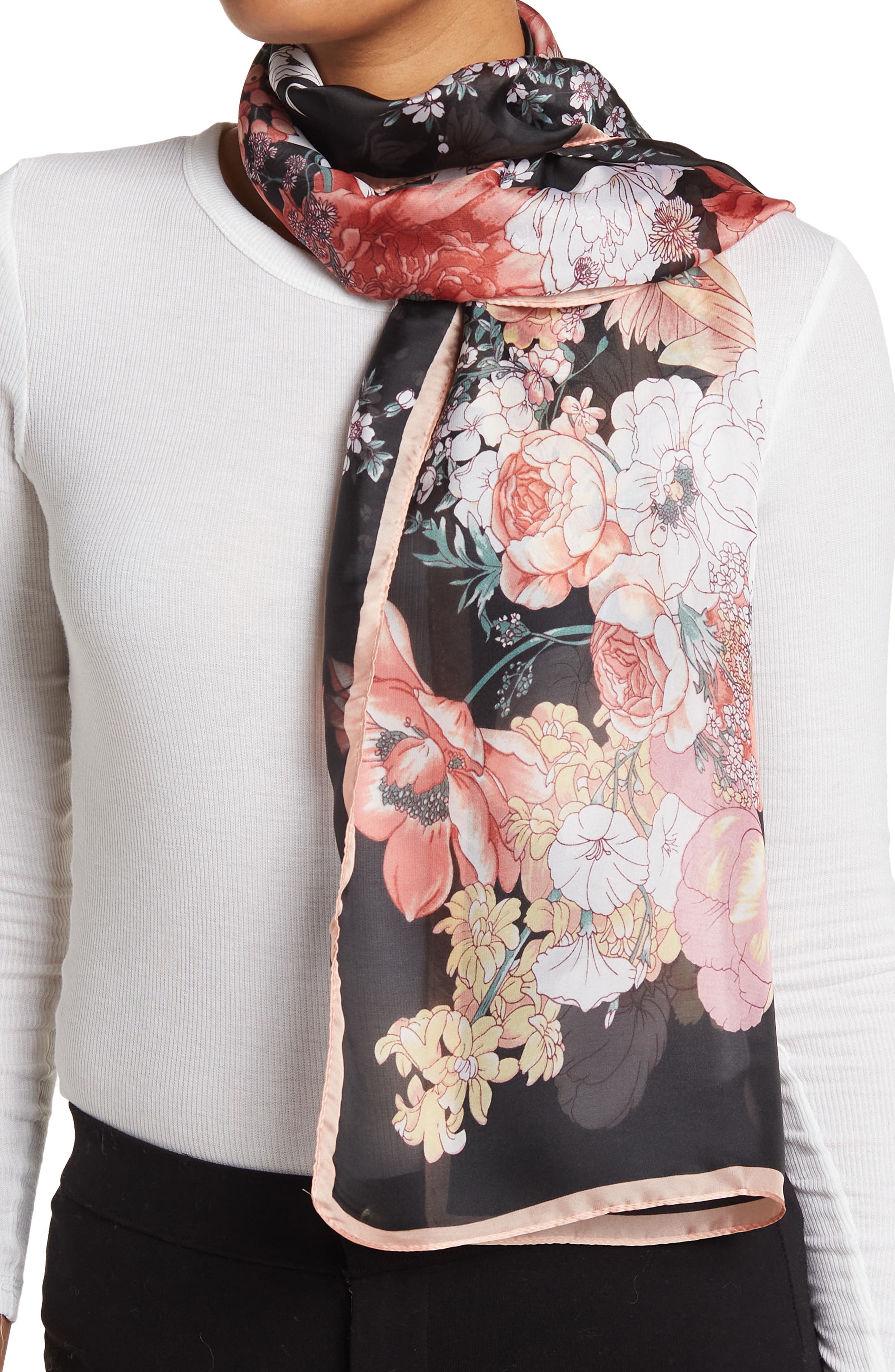 Vince Camuto Illustrated Floral Oblong Scarf | Nordstromrack