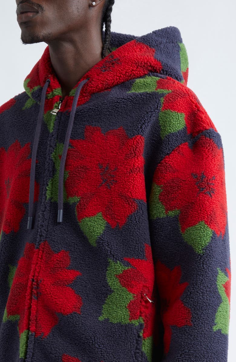 JW Anderson Floral Jacquard Hooded Fleece Jacket | Nordstromrack