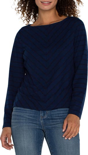 Liverpool Miter Stripe Boat Neck Top | Nordstrom