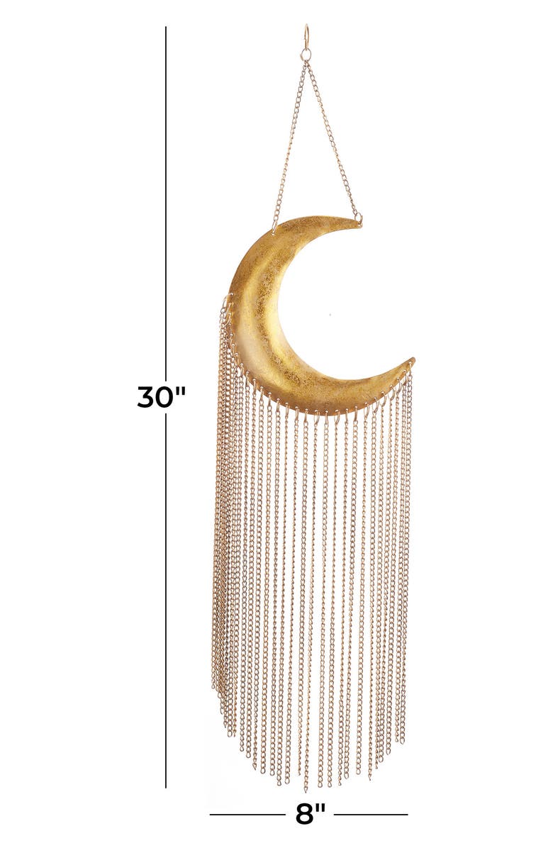 GINGER BIRCH STUDIO Gold Metal Indoor Outdoor Moon Windchime with Chain ...