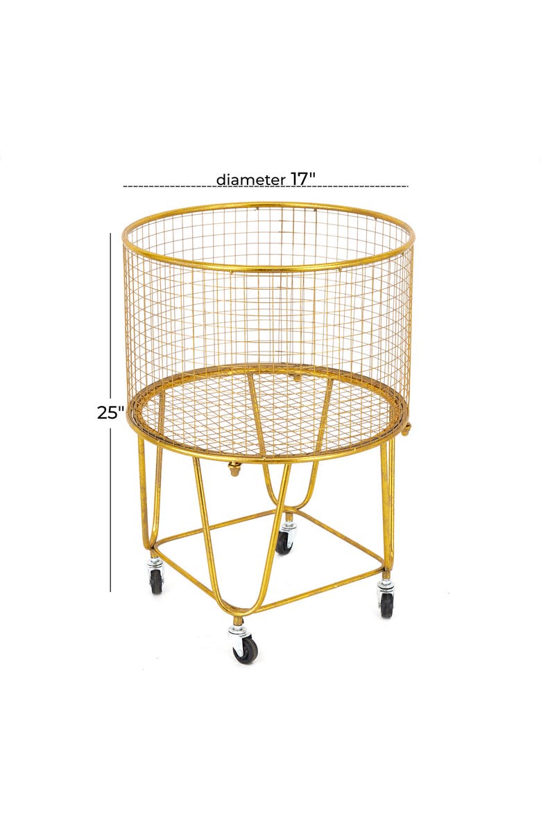 VIVIAN LUNE HOME Goldtone Metal Industrial Storage Cart with Wheels ...
