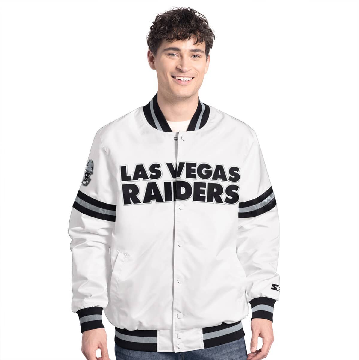 STARTER Men's Starter White Las Vegas Raiders Scout Full-Snap Varsity ...