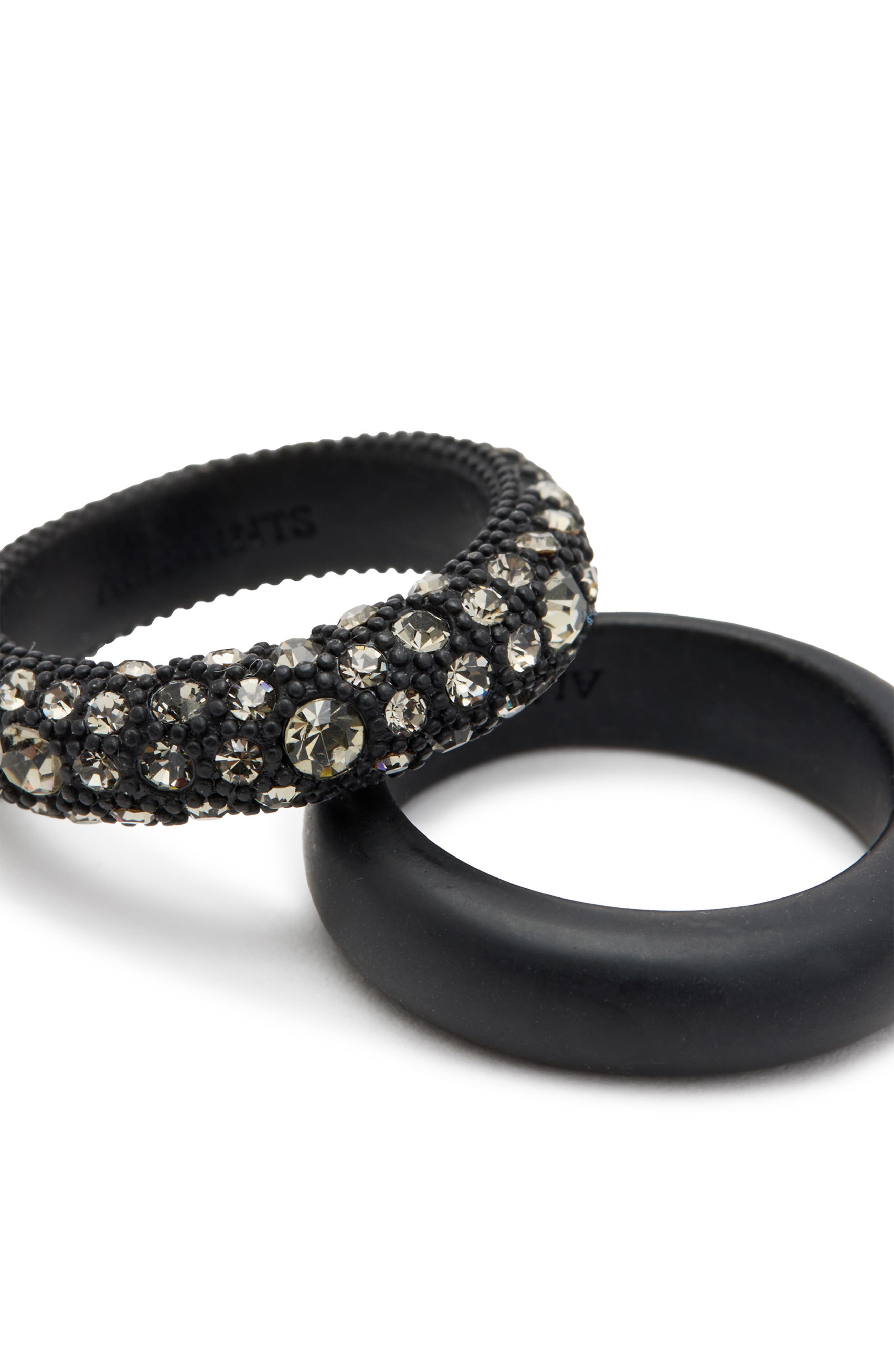 AllSaints Set of 2 Pavé Crystal Band Rings | Nordstromrack