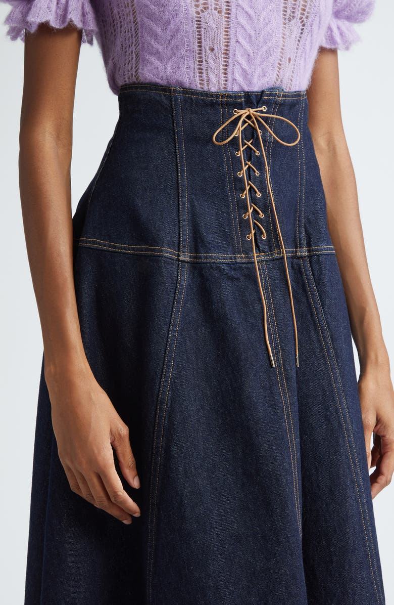 Ulla Johnson The Estelle Lace-Up Denim Midi Skirt | Nordstromrack