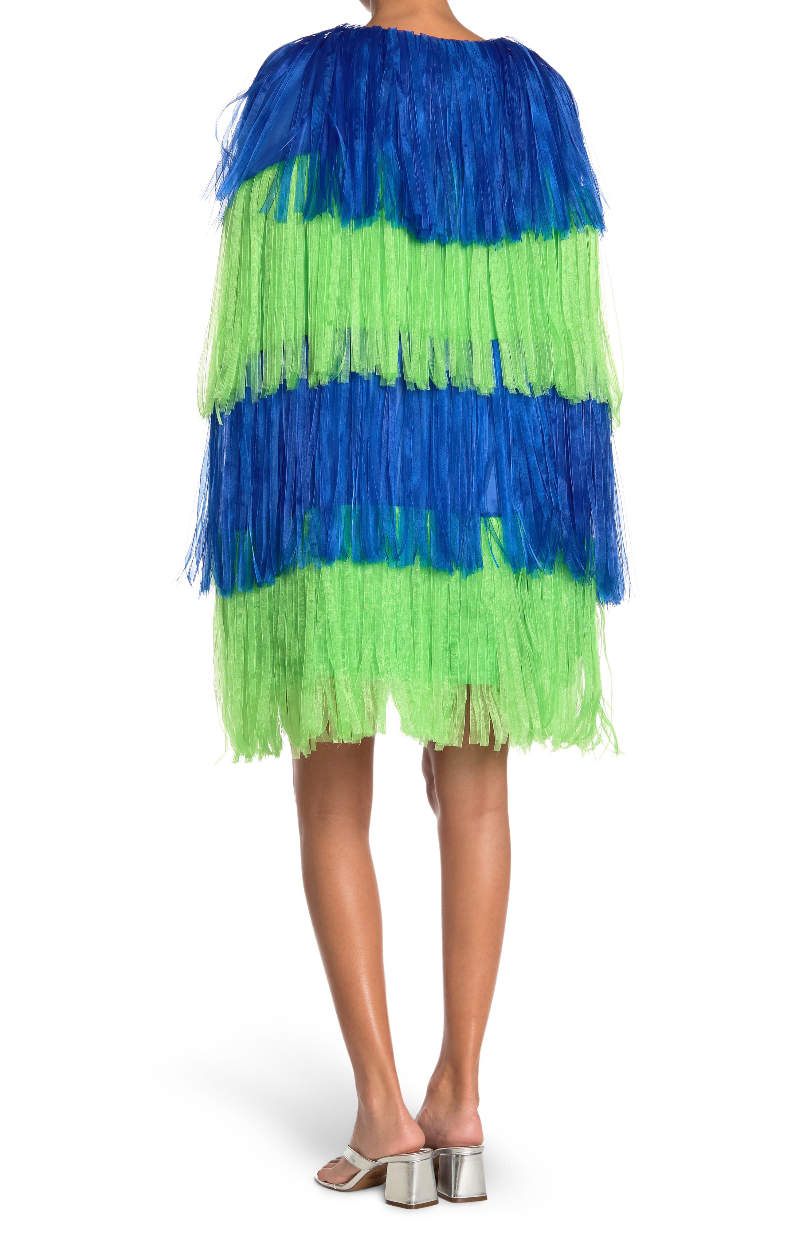 Moschino Colorblock Ribbon Fringe Tiered Shift Dress | Nordstromrack