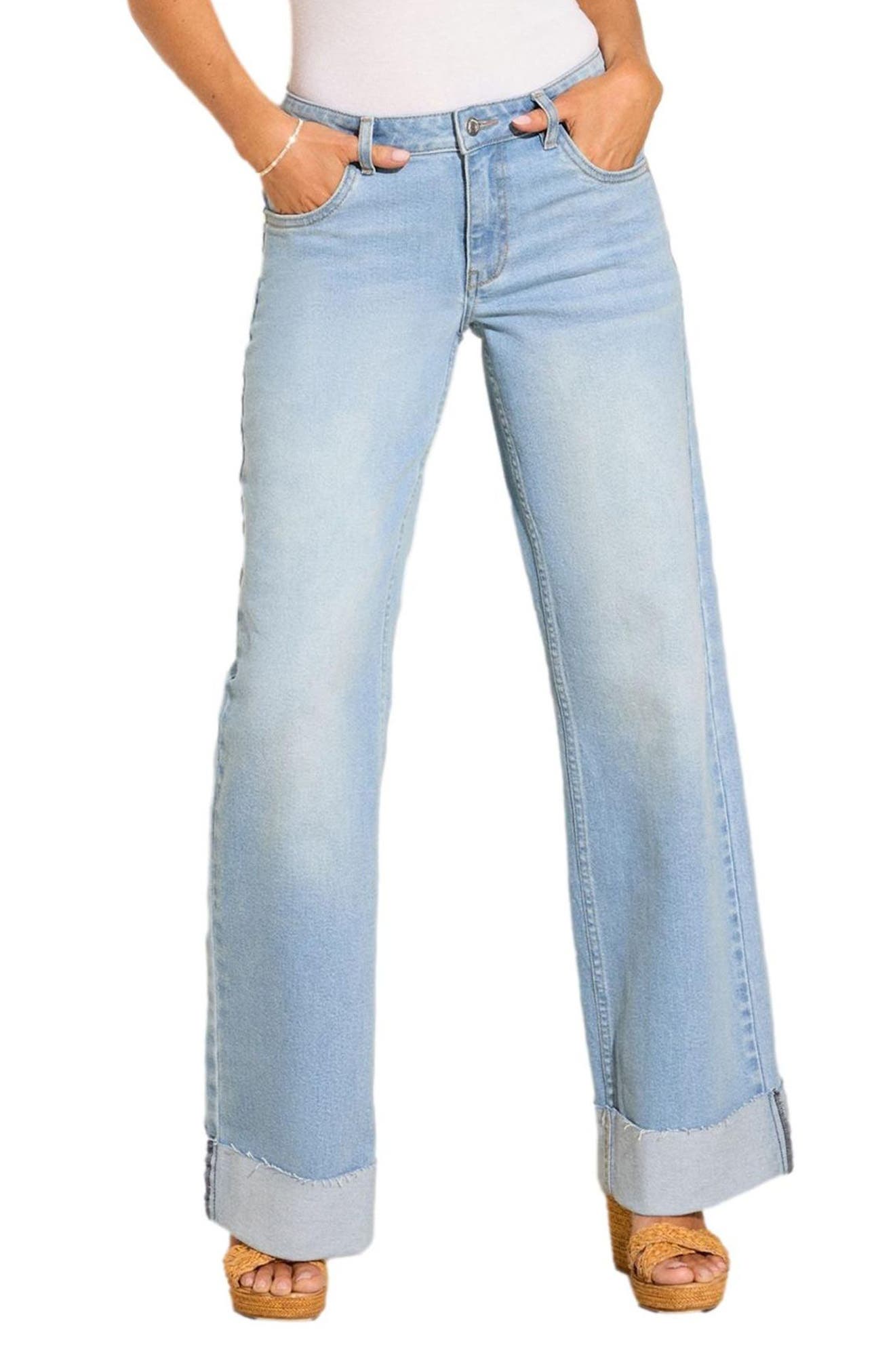 Friends Like These Turn Up Wide Leg Jeans | Nordstrom