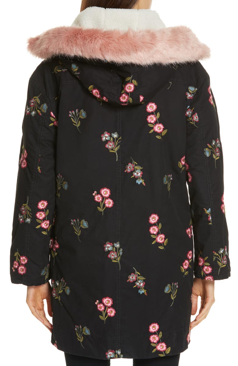 ZDNU KATE SPADE kate spade new york faux fur trim embroidered parka ...