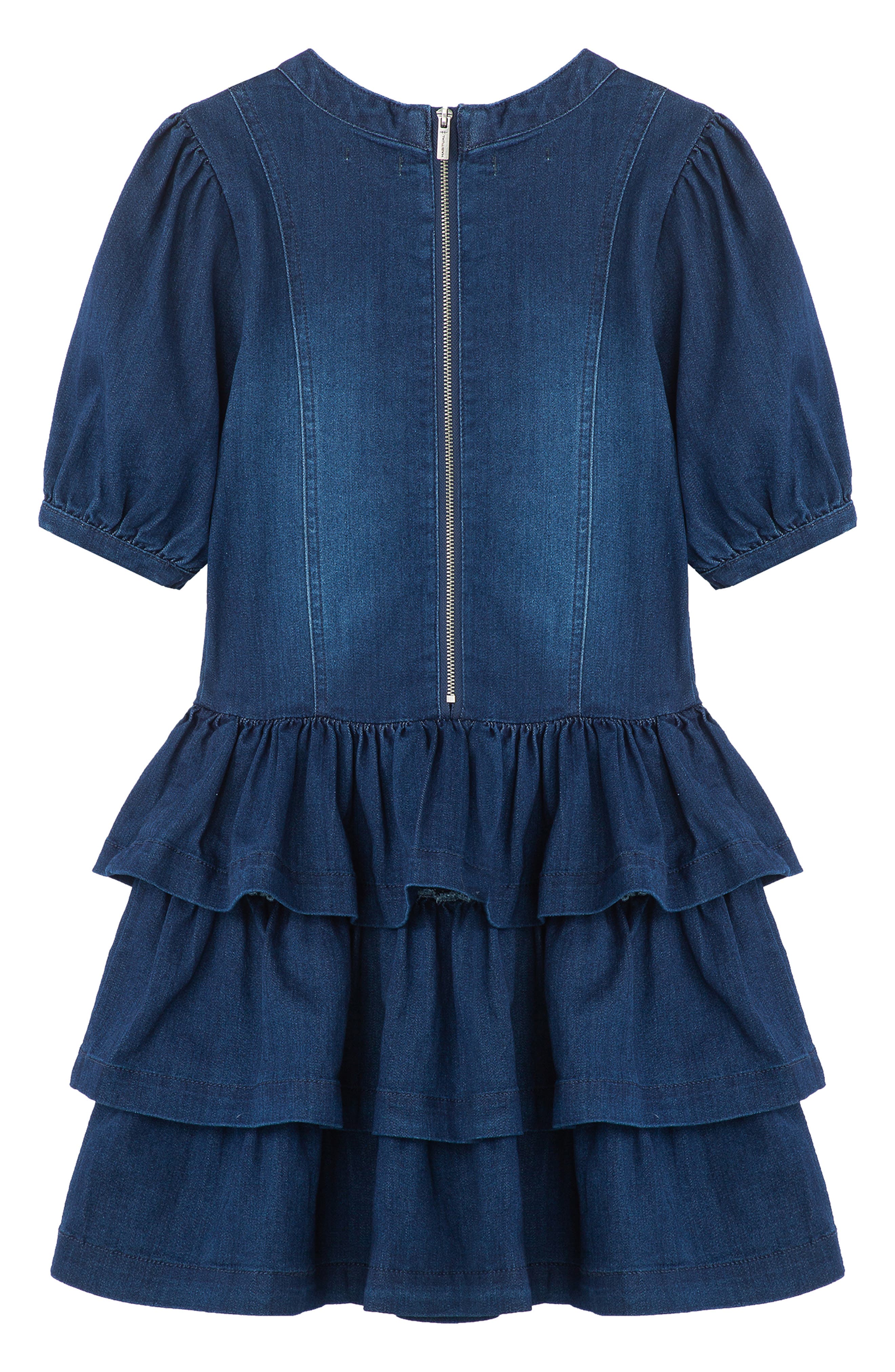 Habitual Kids Kids' Drop Waist Ruffle Denim Dress | Nordstromrack