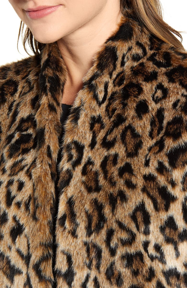 Velvet by Graham & Spencer Leopard Faux Fur Long Vest | Nordstromrack