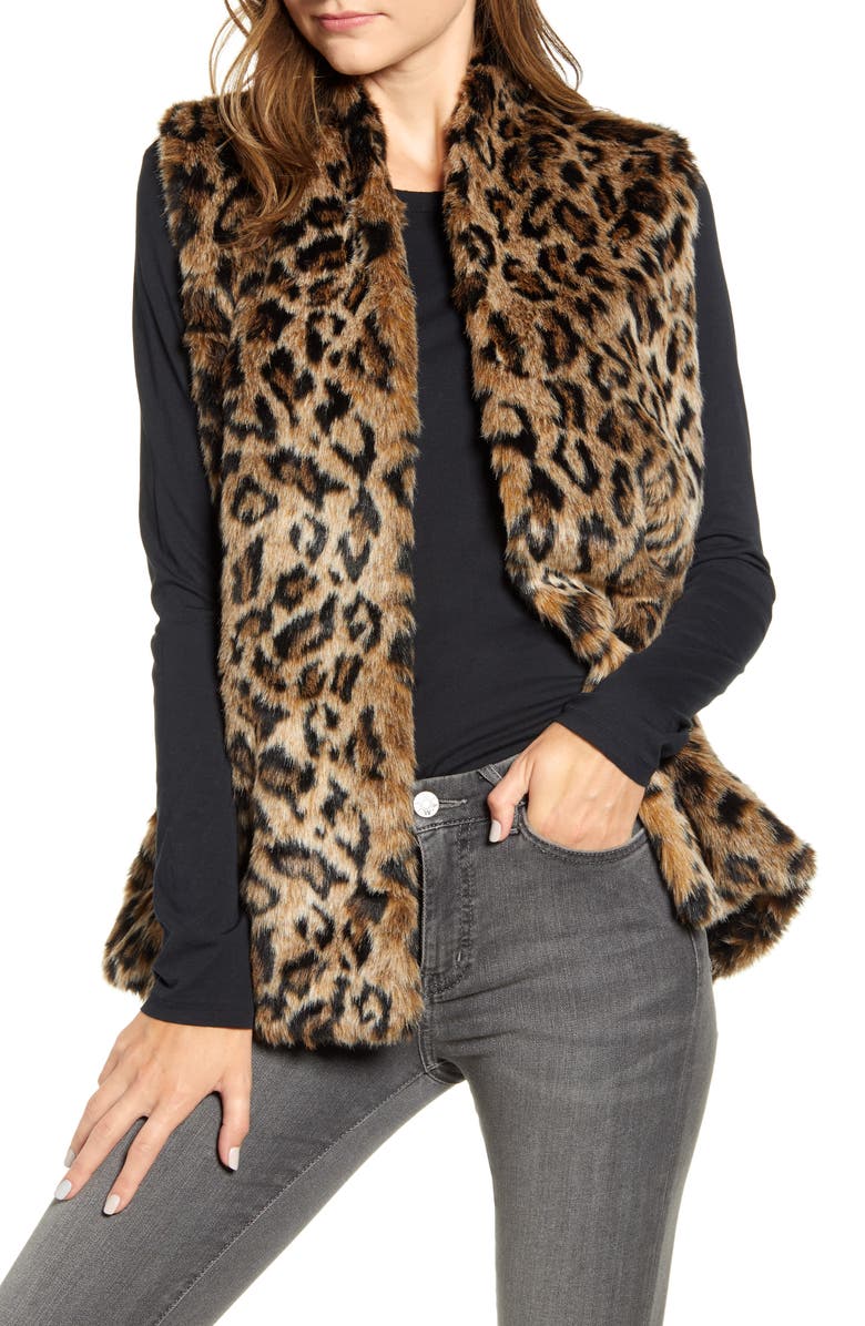 Velvet by Graham & Spencer Leopard Faux Fur Long Vest | Nordstromrack