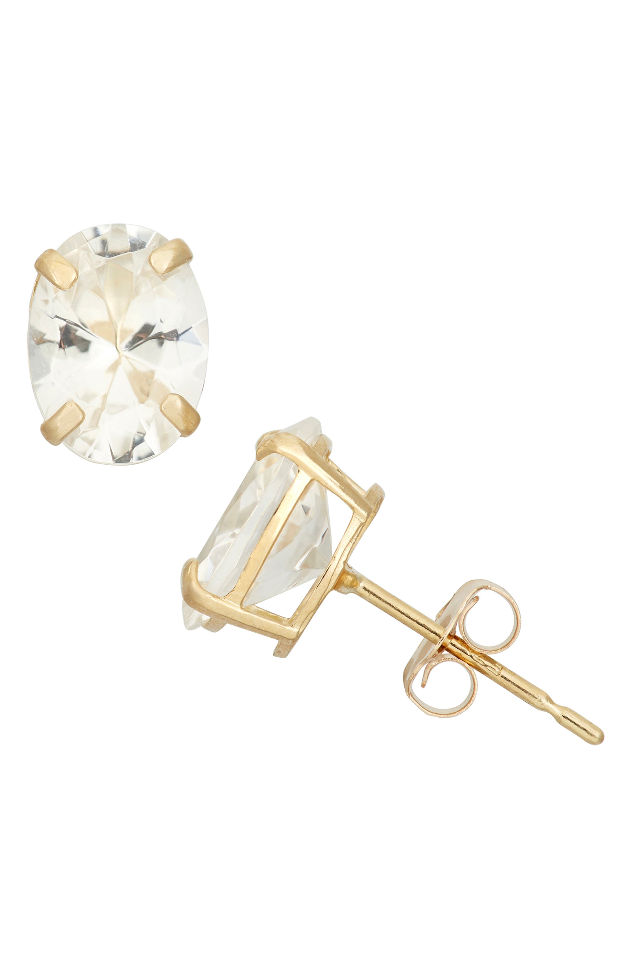FUZION CREATIONS 10K Created Stone Oval Stud Earrings | Nordstromrack