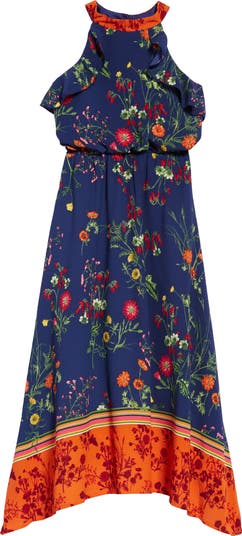 Ava & Yelly Kids' Floral Border Print Maxi Dress | Nordstrom