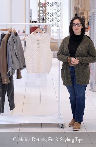 FRAME Cable Wool Sleeveless Polo Sweater | Nordstromrack