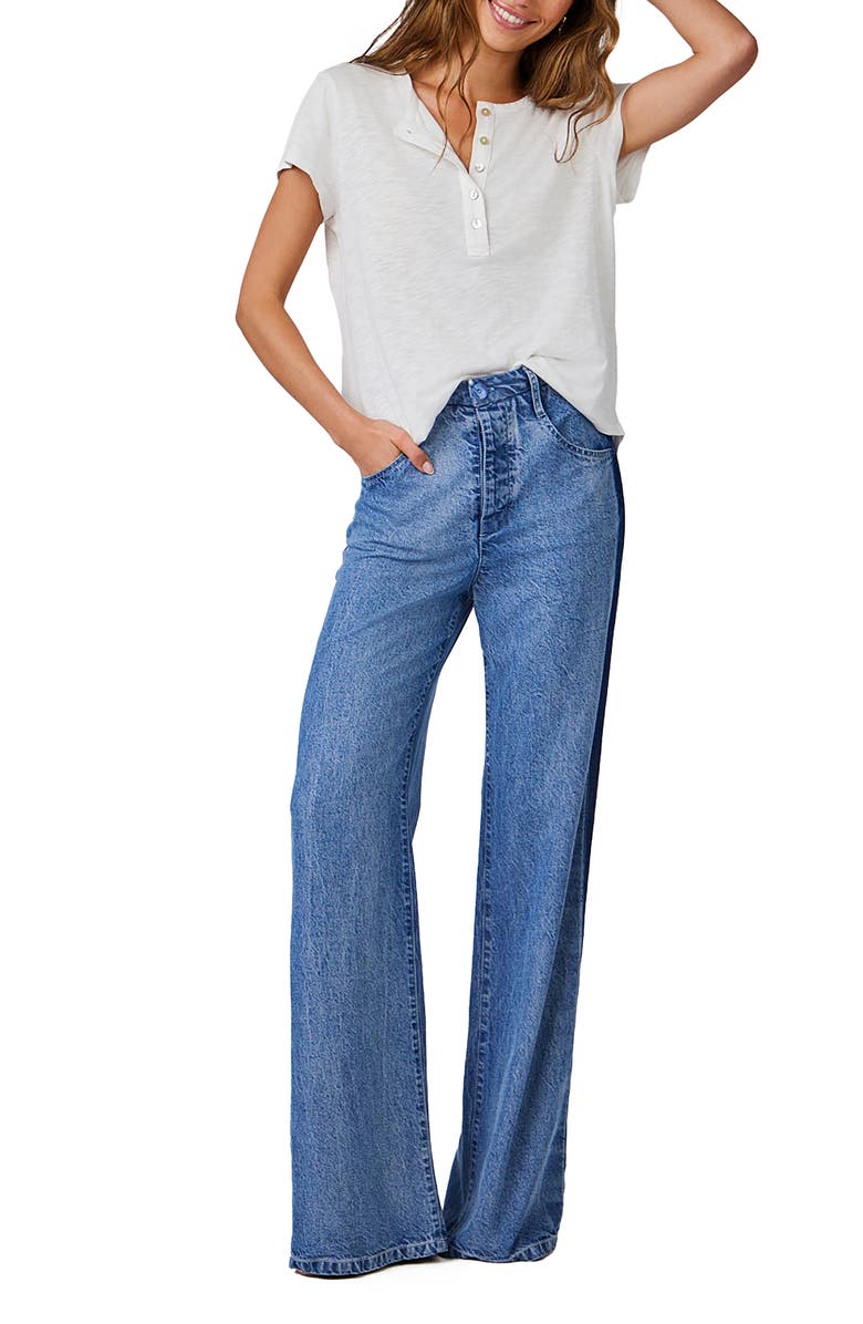 Bella Dahl Anya Side Tack Release Stripe Wide Leg Jeans | Nordstrom