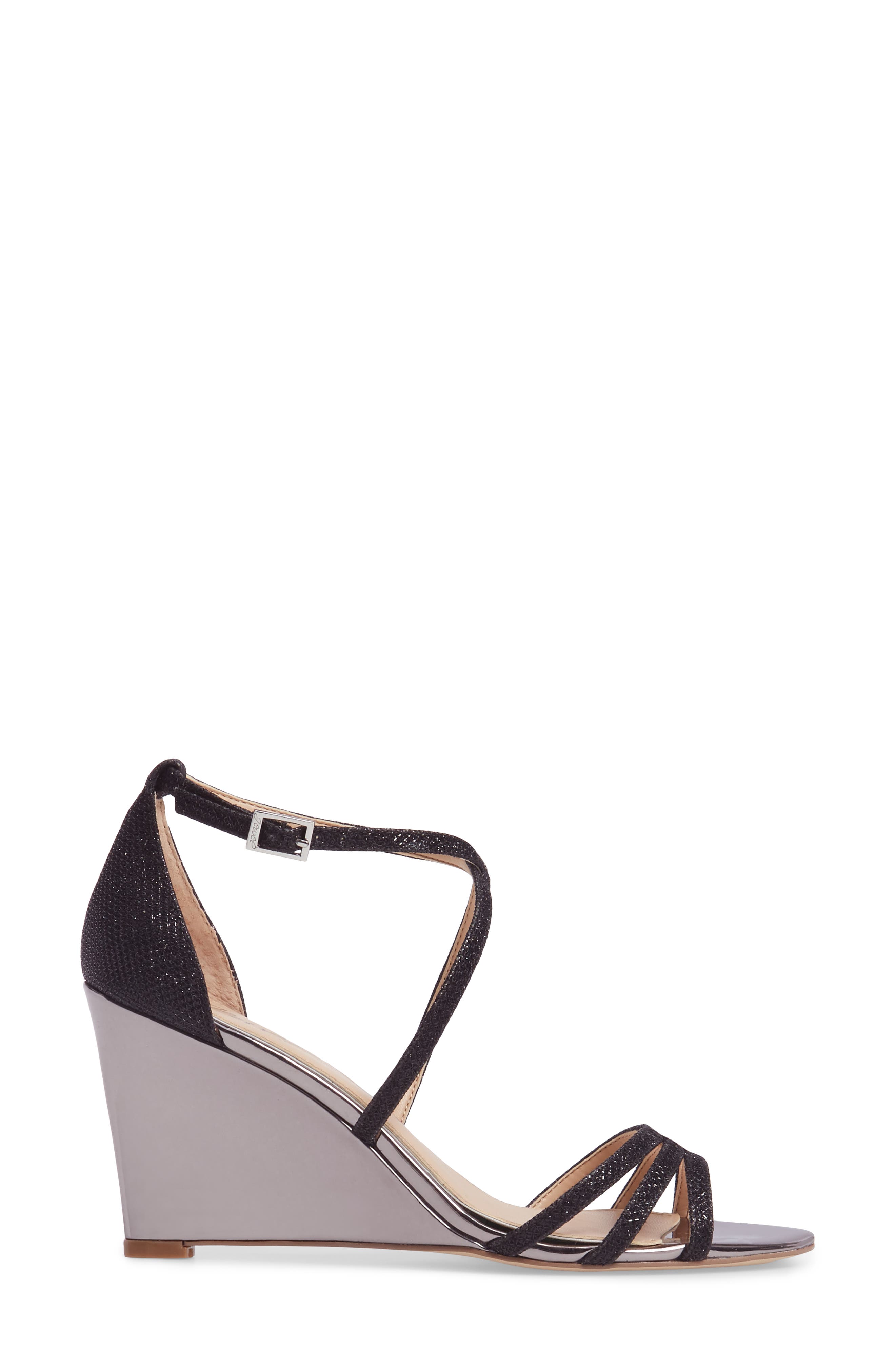 Jewel Badgley Mischka Hunt Glittery Wedge Sandal (Women) | Nordstromrack