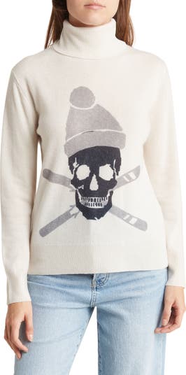 SKULL CASHMERE Denver Skull Graphic Cashmere Turtleneck Sweater ...