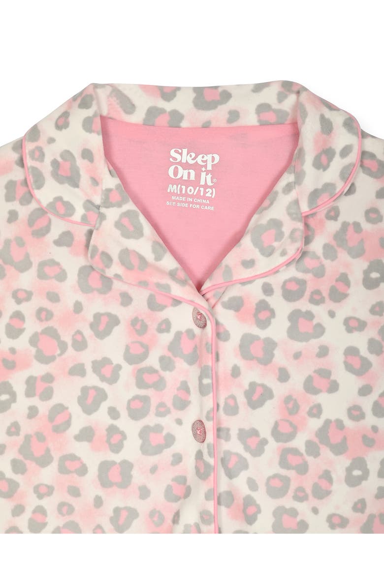 SLEEP ON IT Kids' Leopard Velour Two-Piece Pajamas & Scrunchie Set ...