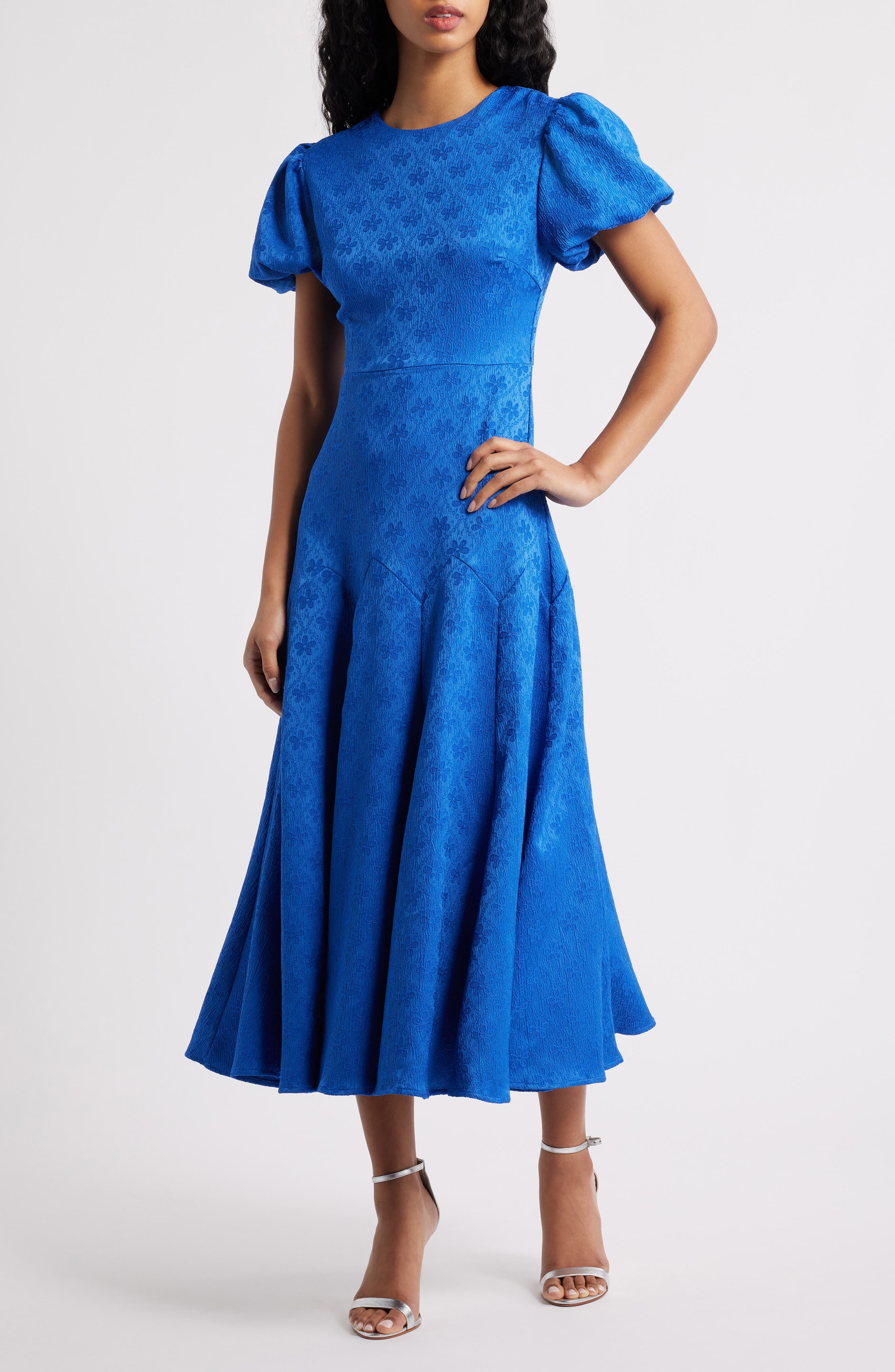 Sister Jane Oriel Geo Floral Satin Jacquard Dress | Nordstrom