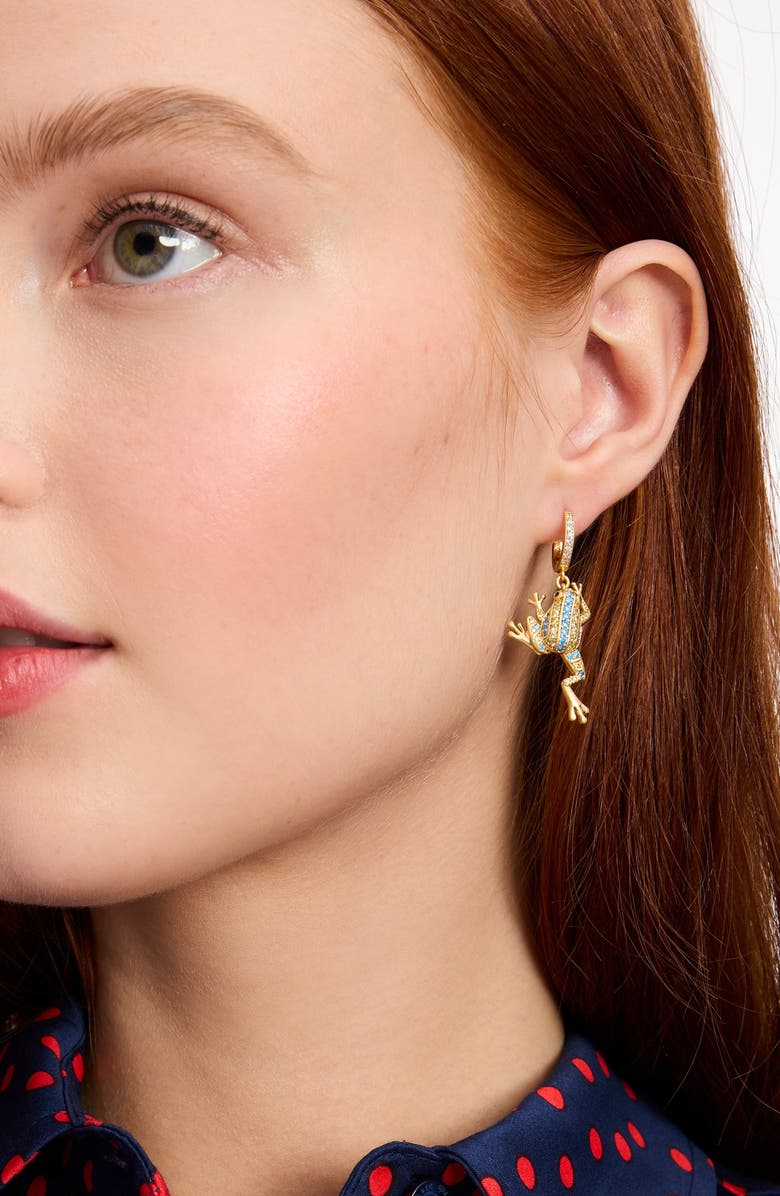 Kate Spade New York frog cubic zirconia huggie drop earrings ...