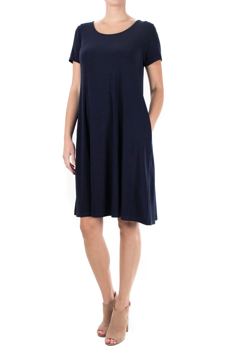Nina Leonard Short Sleeve Criss-Cross Back Trapeze Dress | Nordstromrack