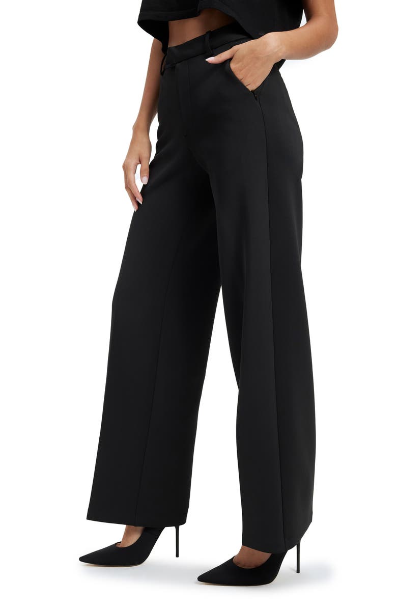 Good American Shiny Scuba Wide Leg Trousers | Nordstromrack