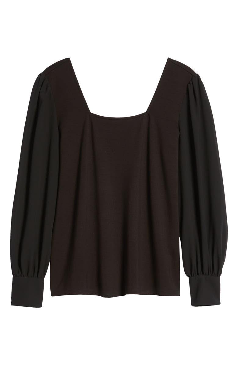 GIBSONLOOK Mixed Media Square Neck Top | Nordstrom