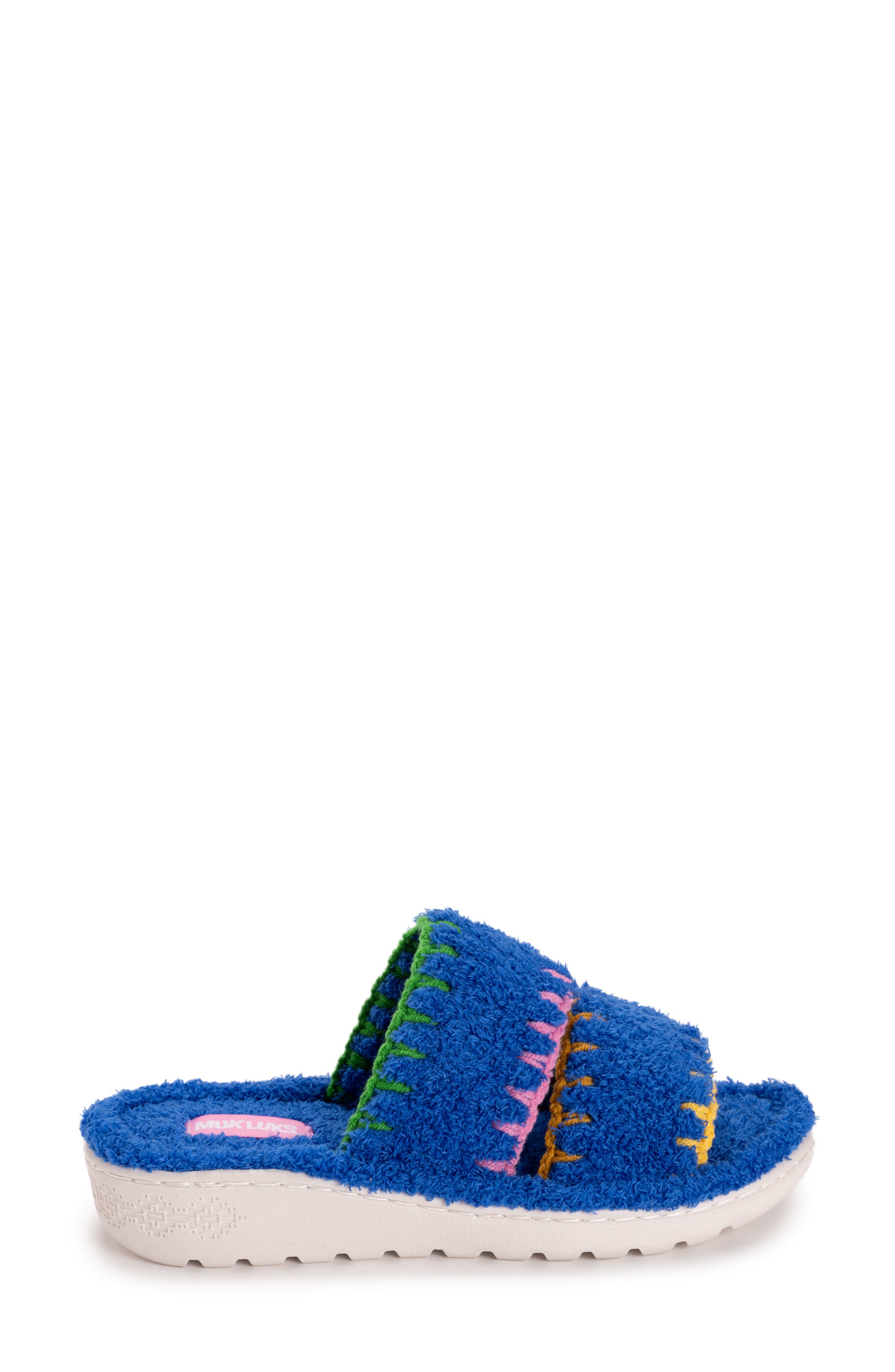 MUK LUKS Cloud Ribbed Terry Double Strap Slide Slipper (Women ...