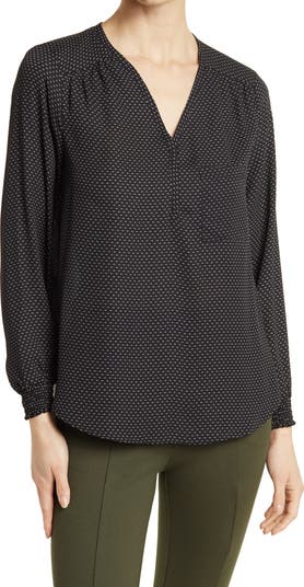 Pleione Dot Print V-Neck Patch Pocket Top | Nordstromrack