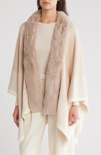 La Fiorentina Faux Fur Trim Ruana | Nordstromrack