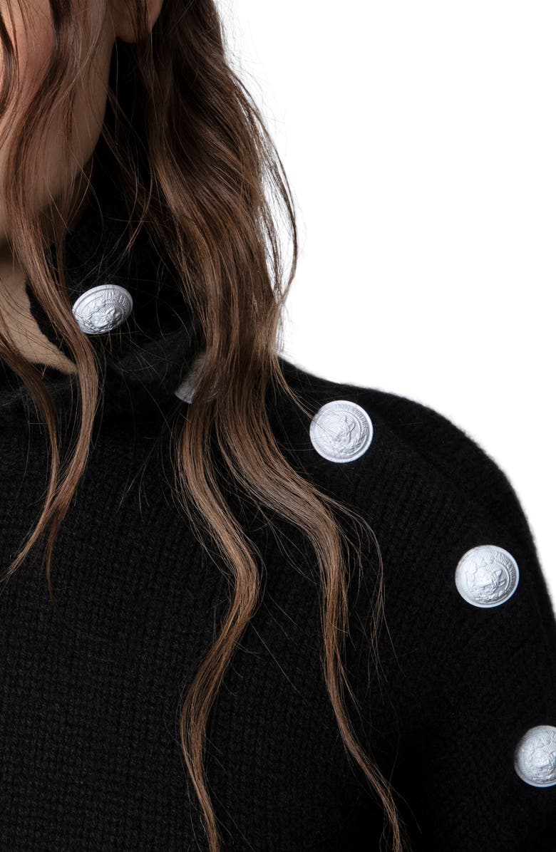 Zadig & Voltaire Alma Button Shoulder Cashmere Turtleneck Sweater ...