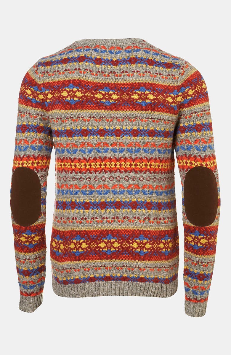 Topman Fair Isle Crewneck Sweater with Elbow Patches | Nordstrom